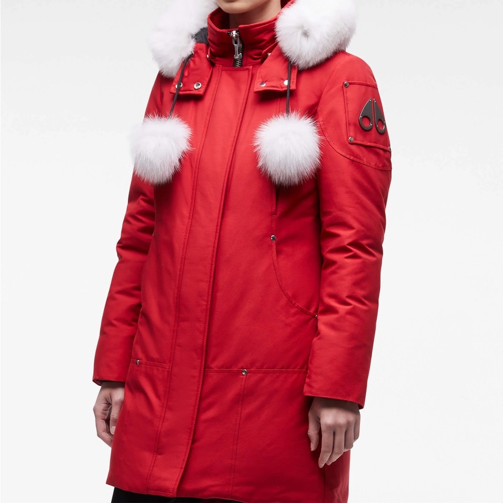 Women’s Moose Knuckles Original Parka - Deep Red With… - Gem